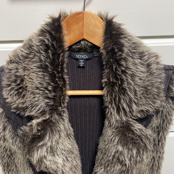 oxox | Jackets & Coats | Xoxo Medium Junior Faux Fur Belted Ribknit ...